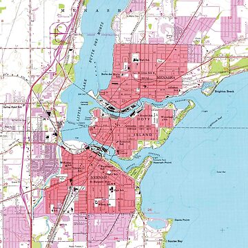 Neenah Wisconsin Road Map Neenah WI 1870 Vintage City Maps, Restored