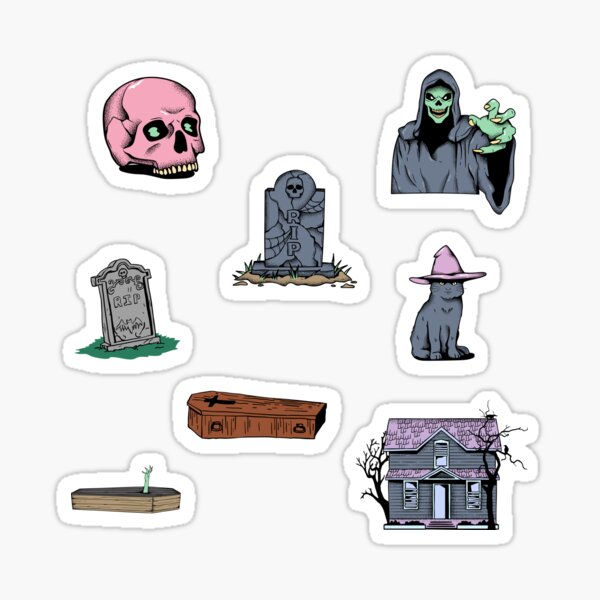 "Cute spooky Halloween sticker set for a fun party" Sticker for Sale by ...