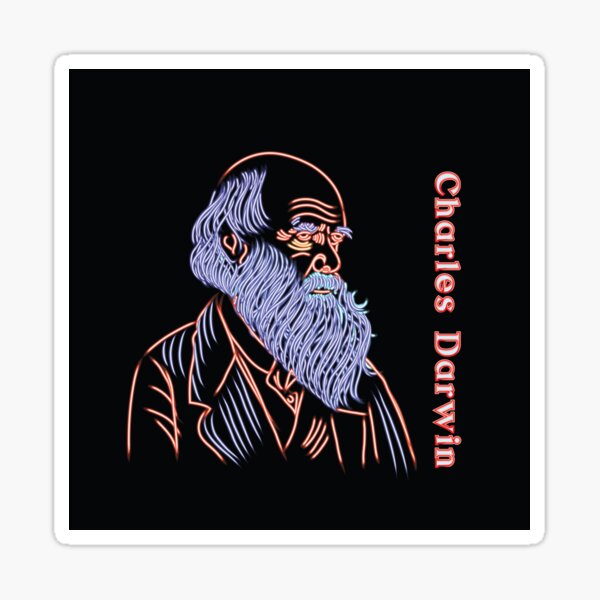 "Charles Darwin line art | Charles Darwin neon art" Sticker for Sale by ...