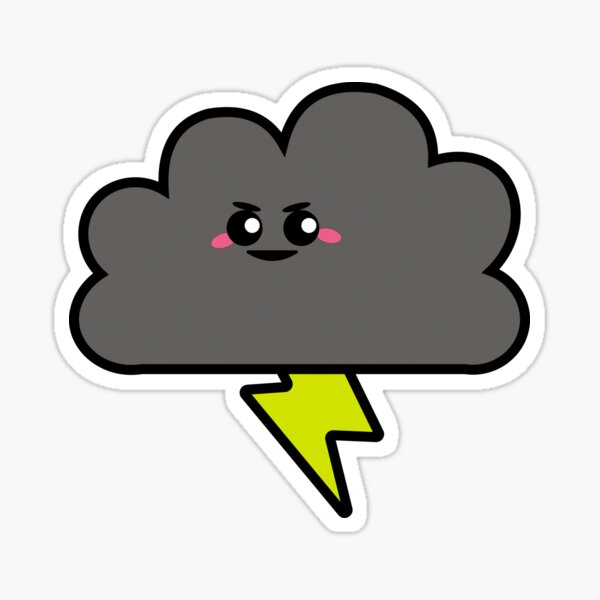 "Cute Lightning Cloud" Sticker for Sale by ARTificiality | Redbubble