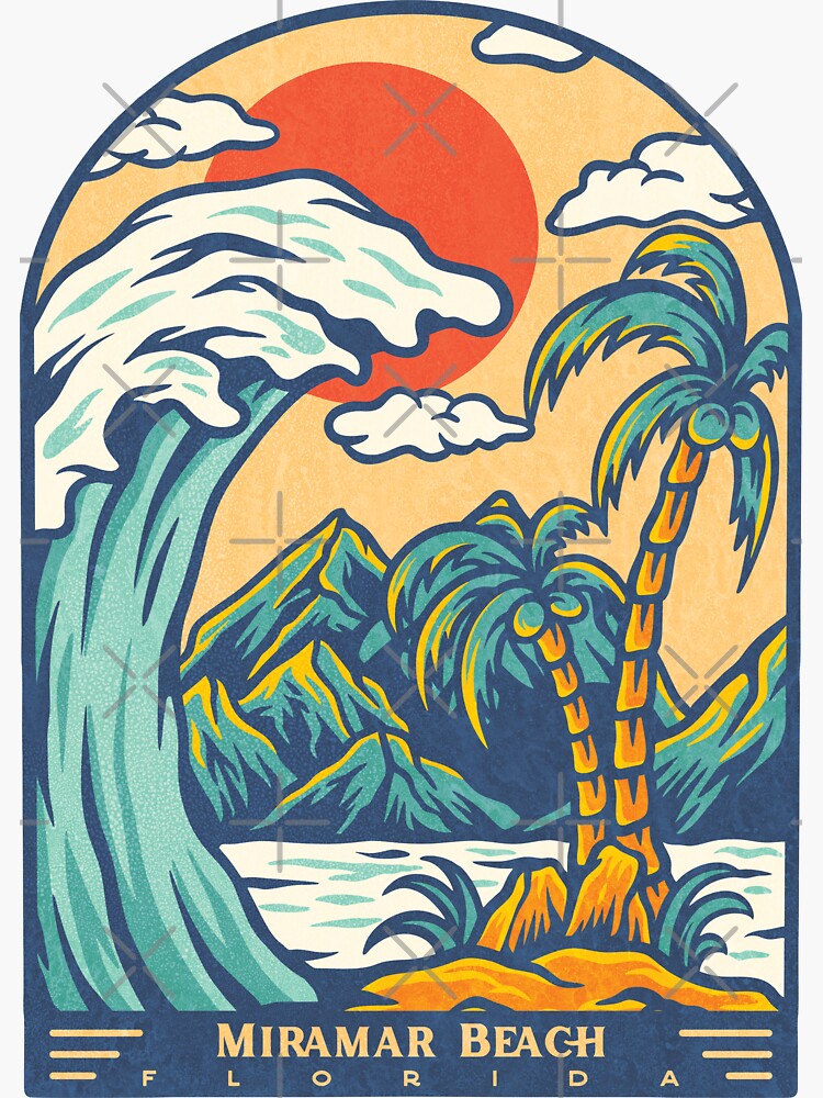 "Miramar Beach Palm Sun" Sticker for Sale by LanikaiBeach | Redbubble