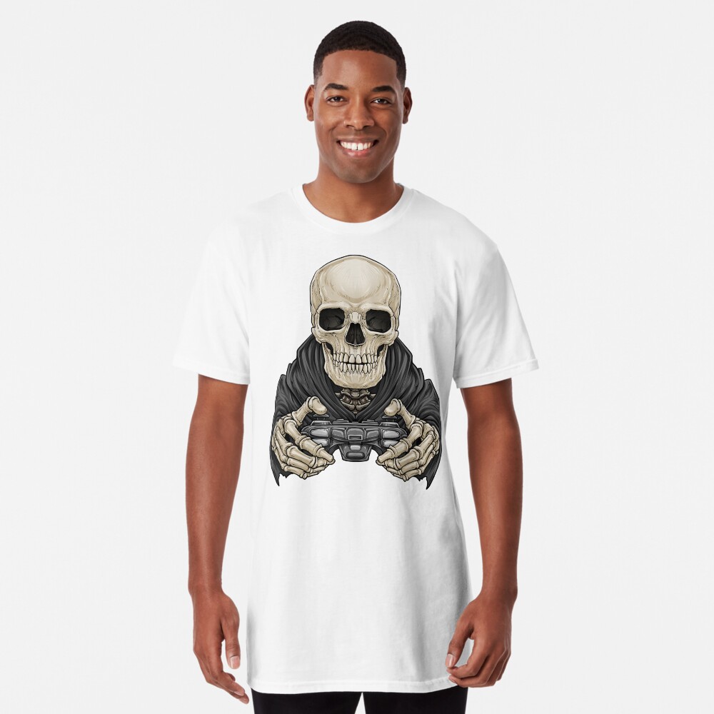 "Skeleton Gamer Skull Scary Halloween Gaming Lover Illustration ...