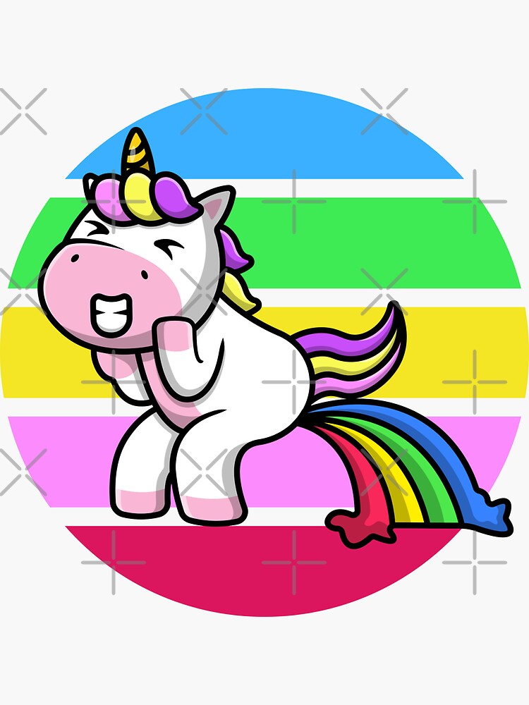 "Cute unicorn poops rainbow" Sticker for Sale by Rev-Style | Redbubble