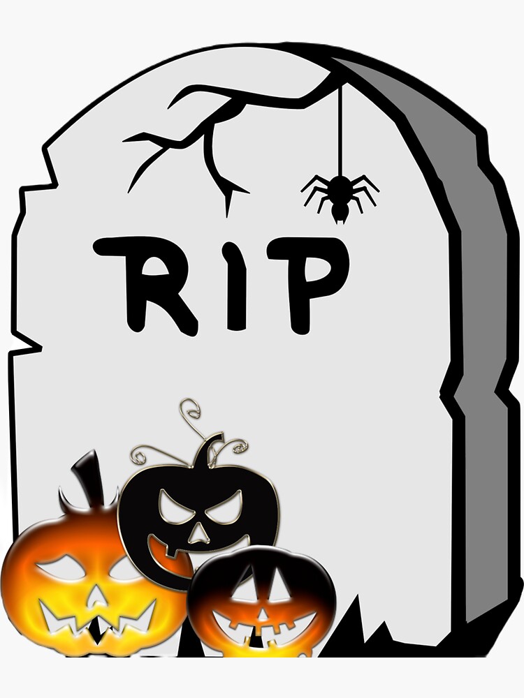 "Halloween Headstone "RIP" with Pumpkin" Sticker for Sale by Dven ...