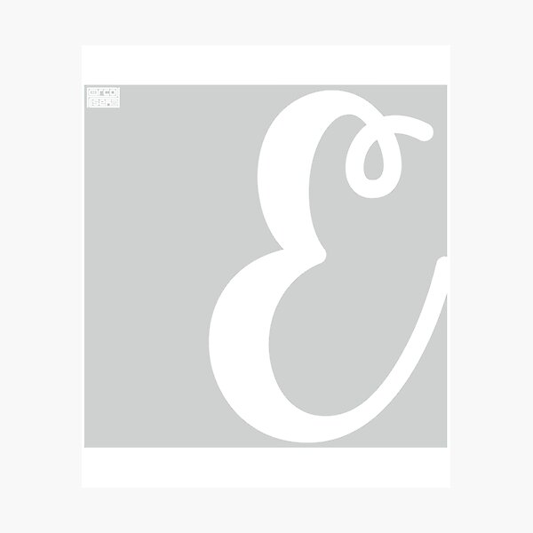 "Letter E Elegant Cursive Calligraphy Initial Monogram" Photographic ...