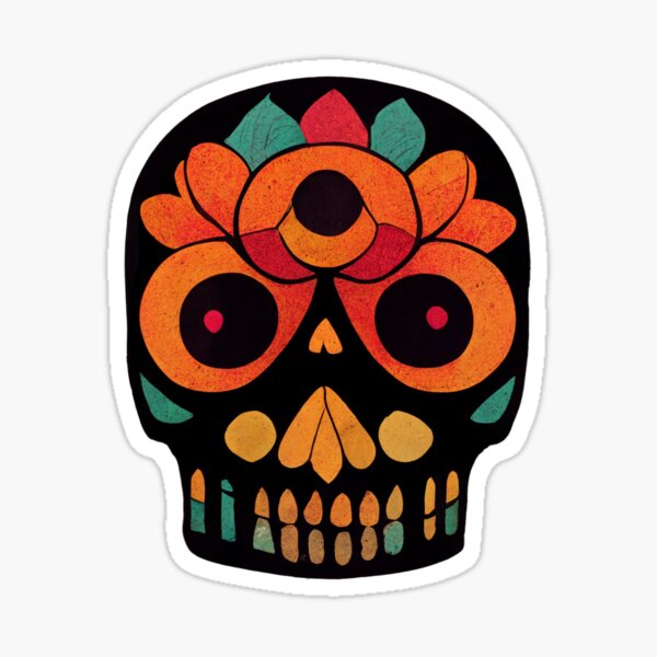 "Floral psychedelic skeleton head" Sticker for Sale by CutePlanetEarth ...