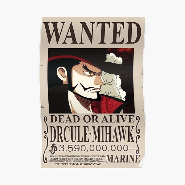 "Dracule Mihawk WANTED" Poster for Sale by animervd1 | Redbubble