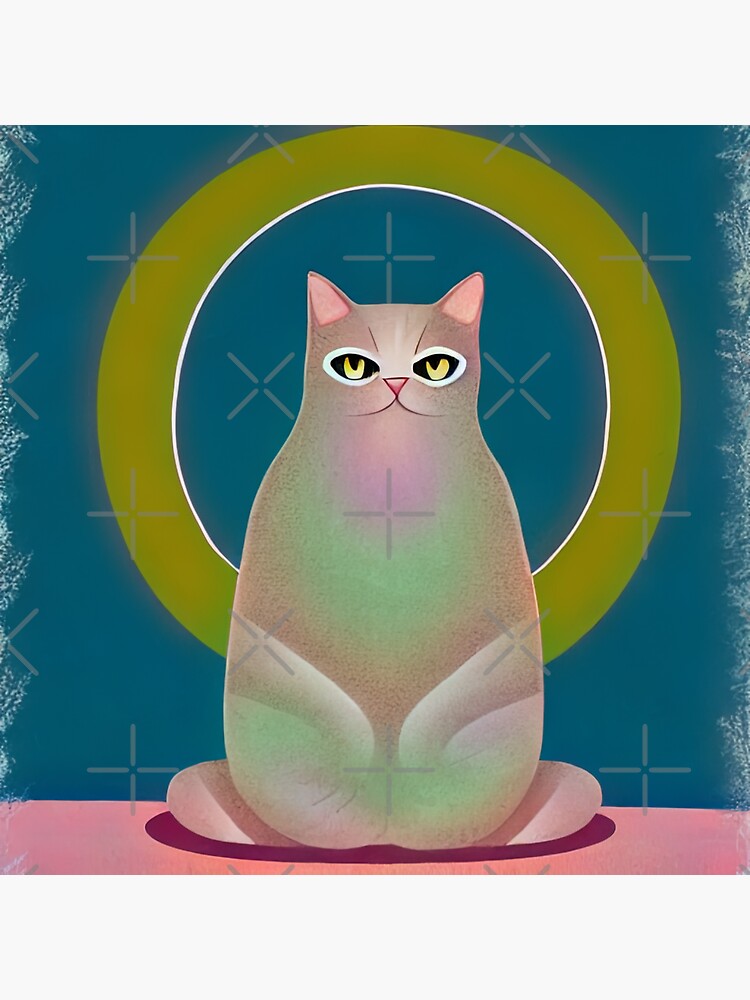 "Holy Cat In Meditation illustration" Sticker for Sale by SubtleSplit ...