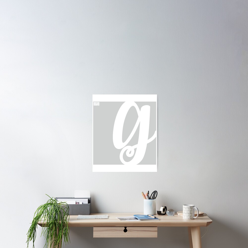 "Letter G Elegant Cursive Calligraphy Initial Monogram" Poster by ...