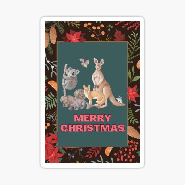 "Australian Animals Christmas Card " Sticker for Sale by TeeKid | Redbubble