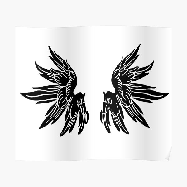 "Black Angel Wings Sticker" Poster by stickersandtees | Redbubble