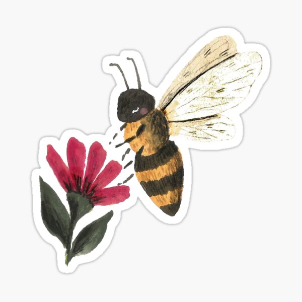 "Bee With Flower" Sticker for Sale by Ash-Elizabeth | Redbubble