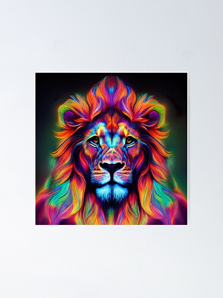 "Psychedelic Pop Art Lion" Poster for Sale by MileoArt | Redbubble