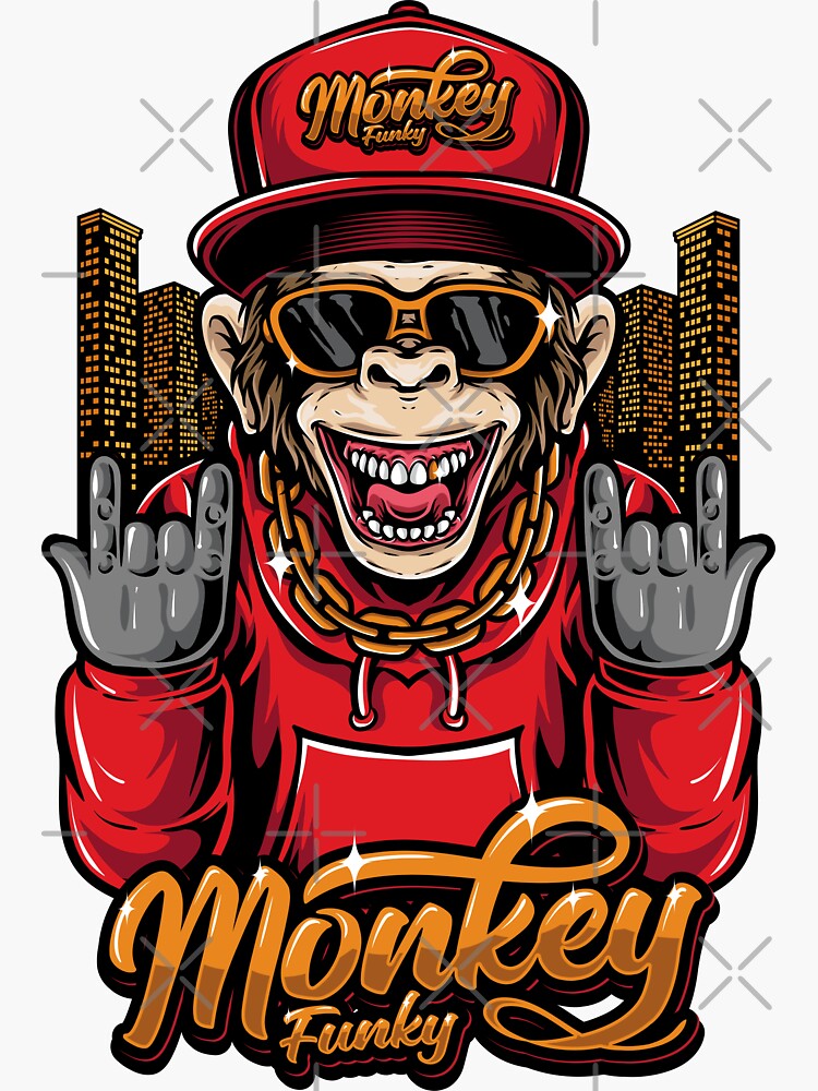 "Rich Monkey, Funny Monkey Wearing Golden Chain" Sticker for Sale by ...