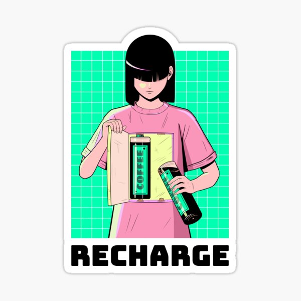 "Coffee Battery - Recharge - Green" Sticker for Sale by CatalinasCanvas ...