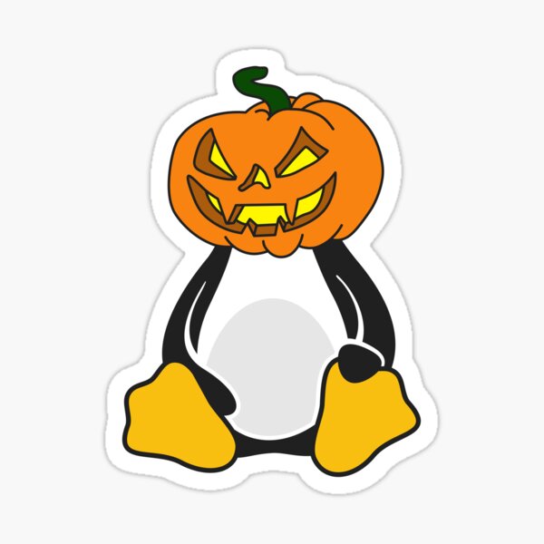 "Jack-o-lantern Tux dark mode | Linux Penguin Halloween" Sticker for ...