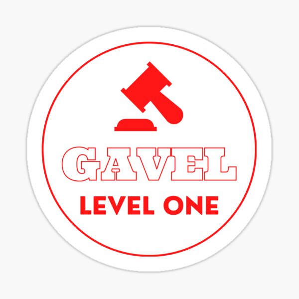 "Level One- Red Gavels" Sticker for Sale by mascmahs | Redbubble