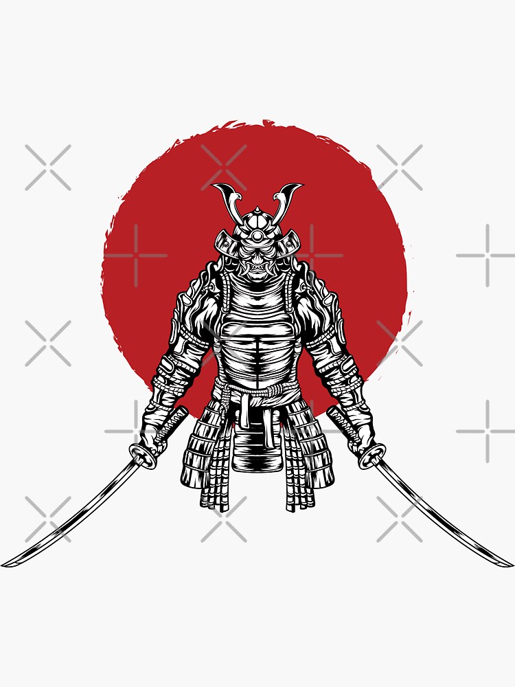 "Japanese Samurai, Cool japenese Katana, Two Catana Style" Sticker for ...