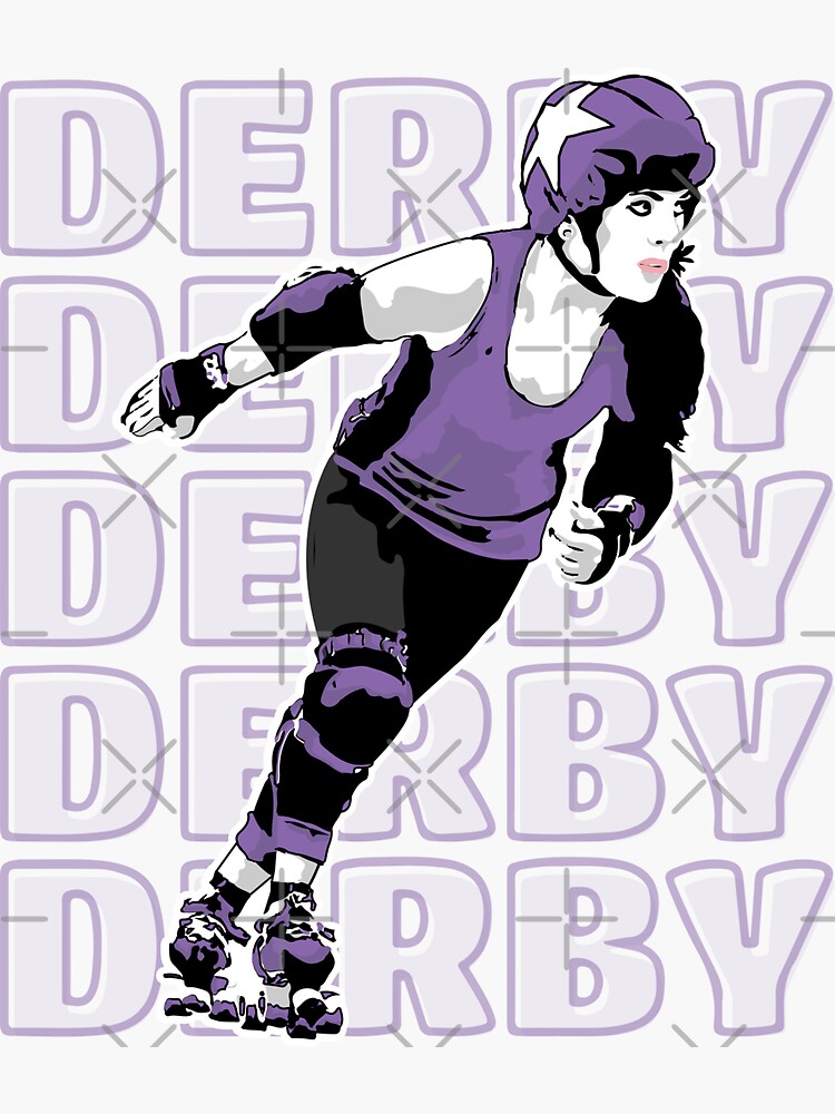 "Roller Derby Girl - Derby Background - Purple - Roller Derby" Sticker ...