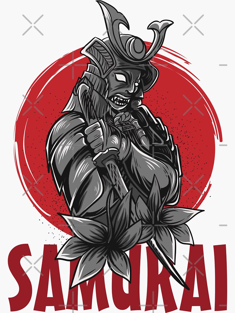 "Japanese Samurai, Cool japenese Katana, Oni Mask" Sticker for Sale by ...