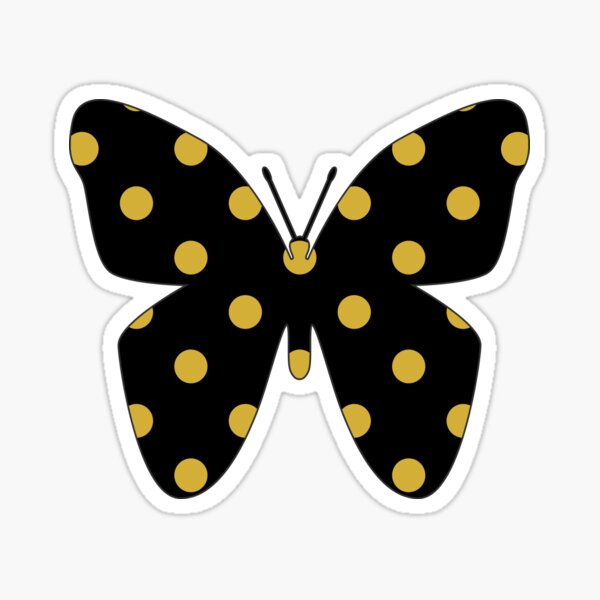 "Gold and Black Polka Dot Butterfly" Sticker for Sale by ...