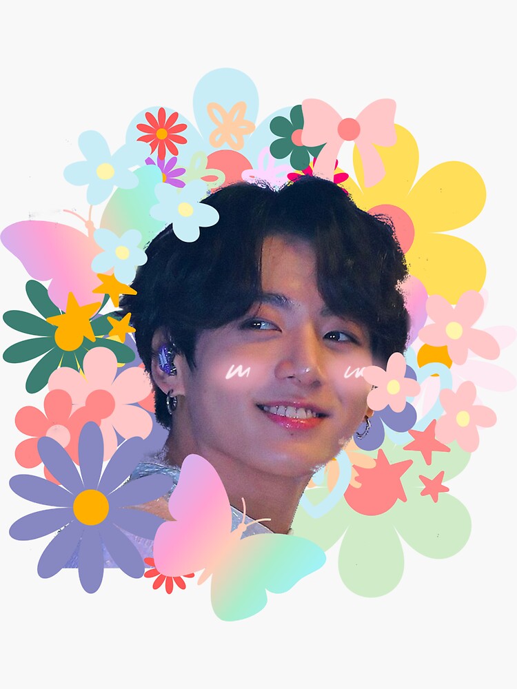 Jung Kook Flower Edit Sticker For Sale By Angryspacepugs Redbubble