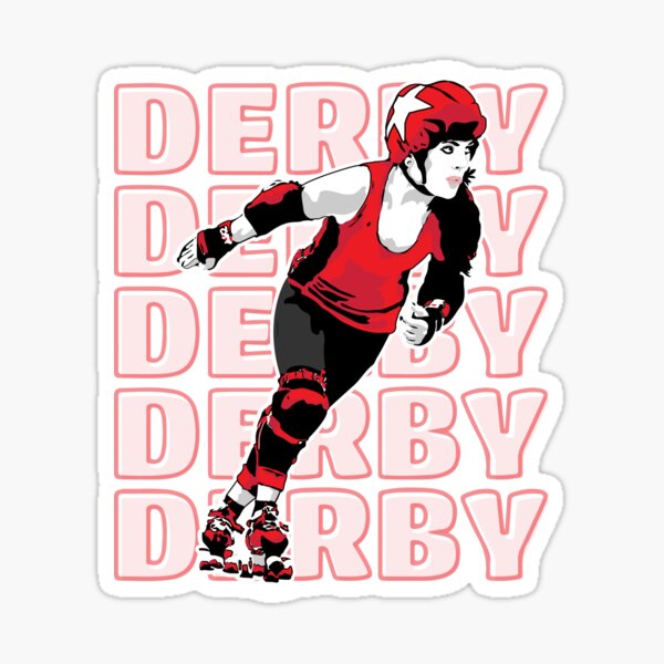 "Roller Derby Girl - Derby Background - Red - Roller Derby" Sticker for ...
