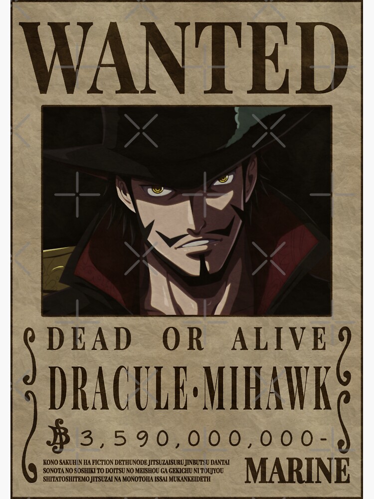 "Dracule Mihawk One Piece Taka No Me Bounty Poster Hawk eyes" Sticker ...
