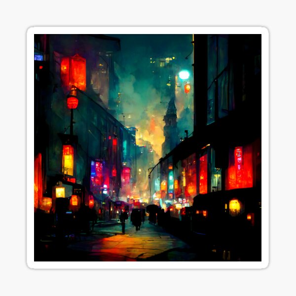 "Painting the night 02" Sticker for Sale by sci-fAI | Redbubble