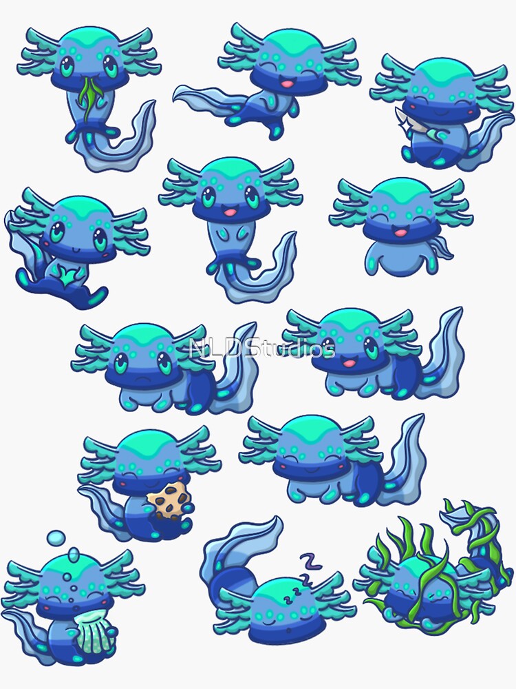 "GFP Axolotl Collection" Sticker for Sale by NLDStudios | Redbubble