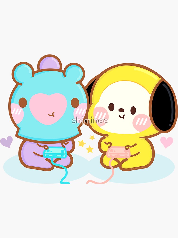 "Cute BTS BT21 Mang and Chimmy - Jihope ship - Gamers" Sticker for Sale ...