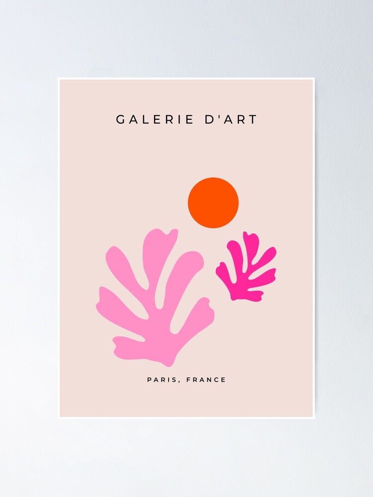 "Pink And Orange Abstract Leaves Cut Outs Preppy Aesthetic" Poster for ...