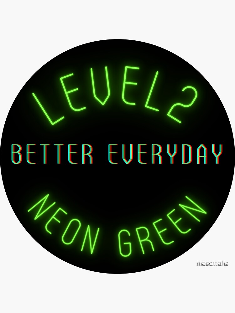 "Level Two- Neon Green" Sticker for Sale by mascmahs | Redbubble