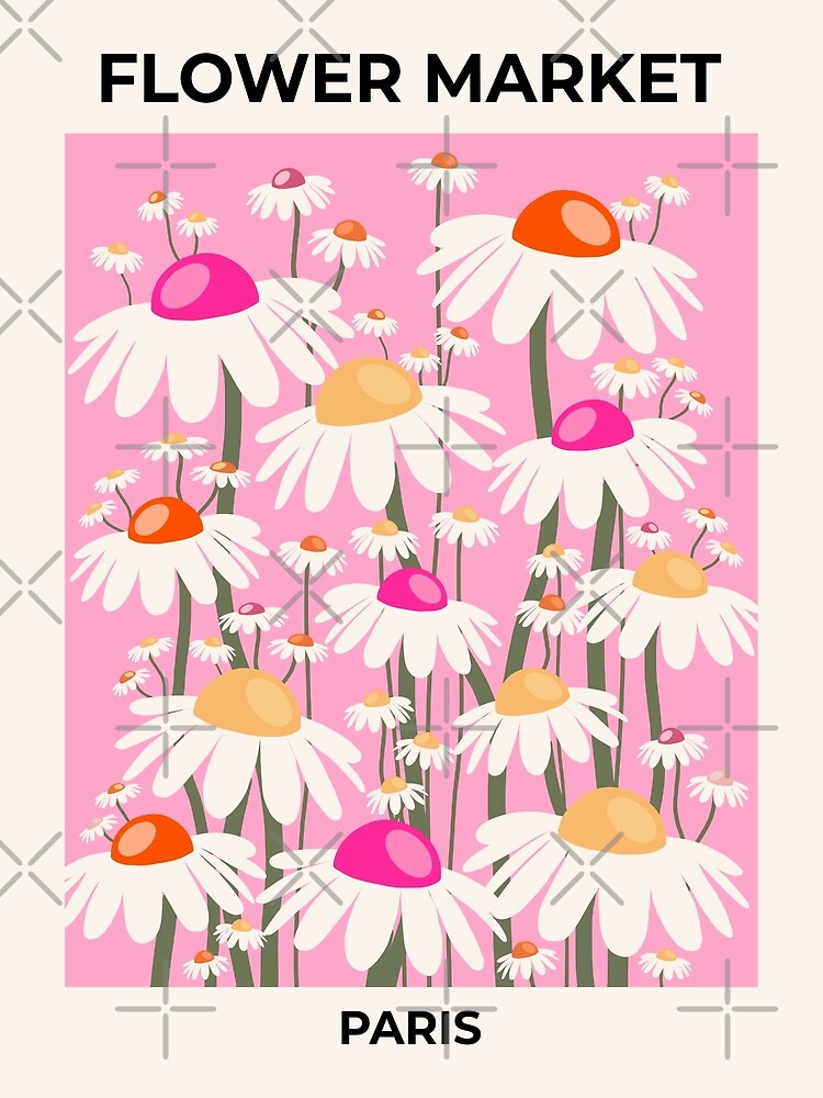 "Pink Flower Market Paris Preppy Abstract Retro Floral" Poster for Sale ...
