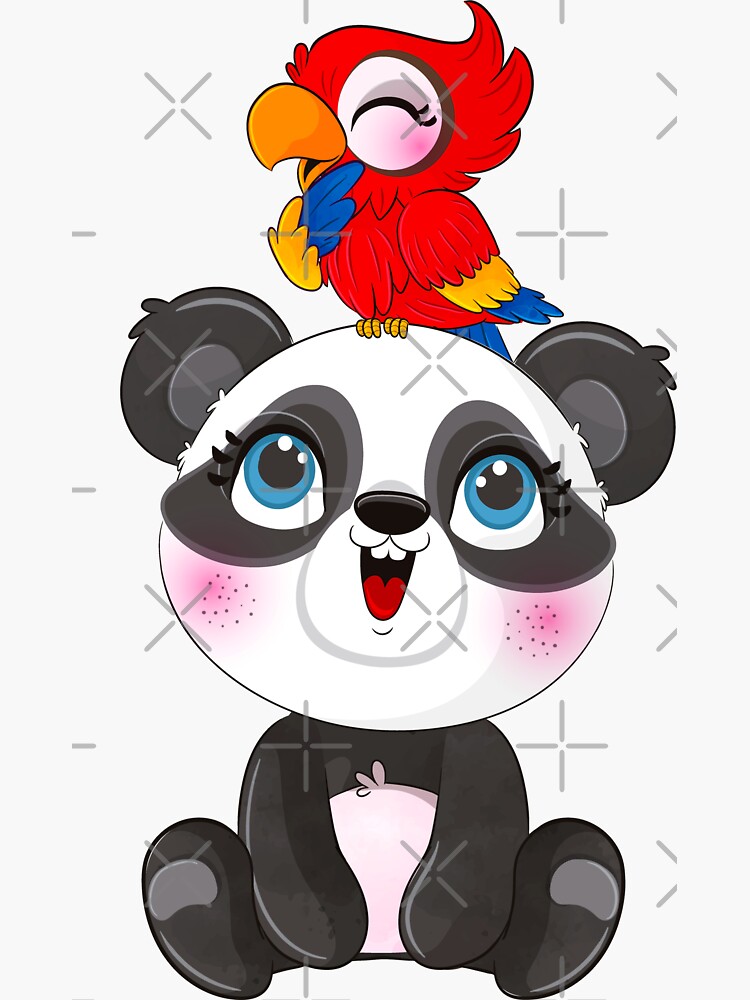 "So lovely, panda and parrot design" Sticker for Sale by SholtzDesign ...