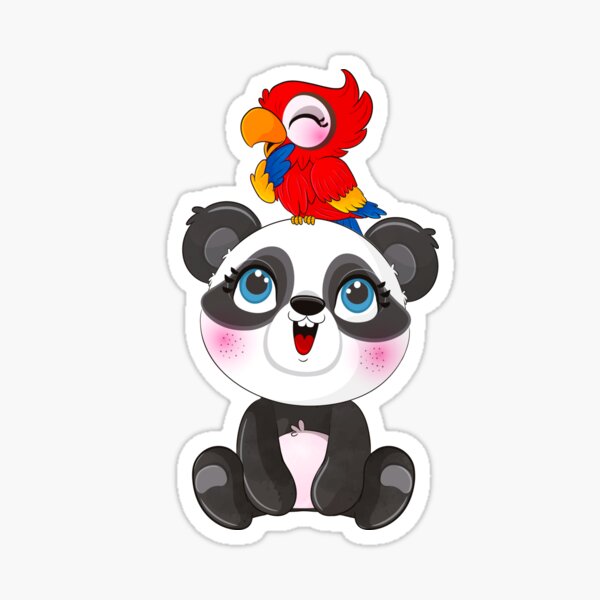 "So lovely, panda and parrot design" Sticker for Sale by SholtzDesign ...