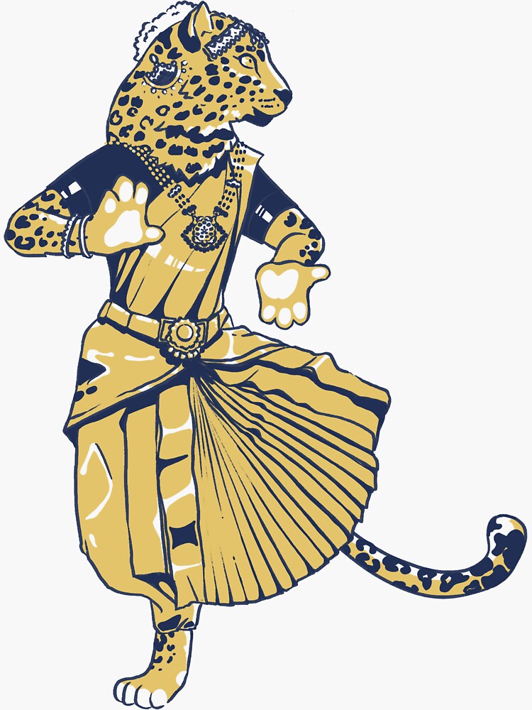 "A Fur-ocious Dancer | Leopard Dancing Bharatanatayam " Sticker for ...