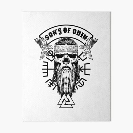 "Sons of Odin | Wikinger Schädel mit Bart | Odin Knoten und Vegvisir ...