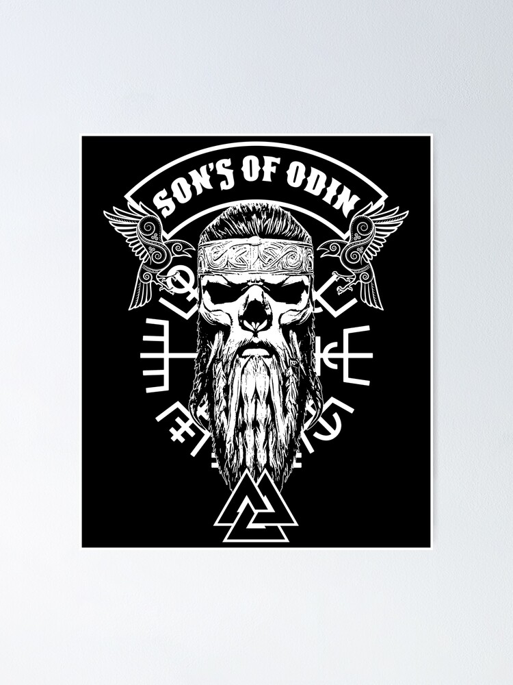 Póster «Hijos de Odín | Calavera vikinga con barba | Nudo Odín y ...