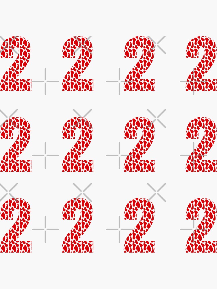 "Red and White Animal Print Pattern, Number 2, Magnet, Sticker, pack ...