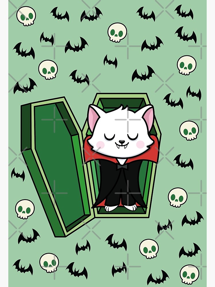 "Cute Vampire | Cat Sleeping in Coffin" Poster for Sale by Pisutachio ...