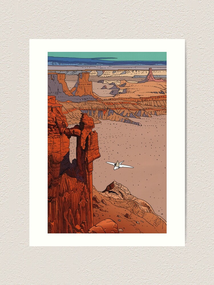 "moebius, arzach, HQ,seagull, landscape, desert, monument valley, Arzak ...