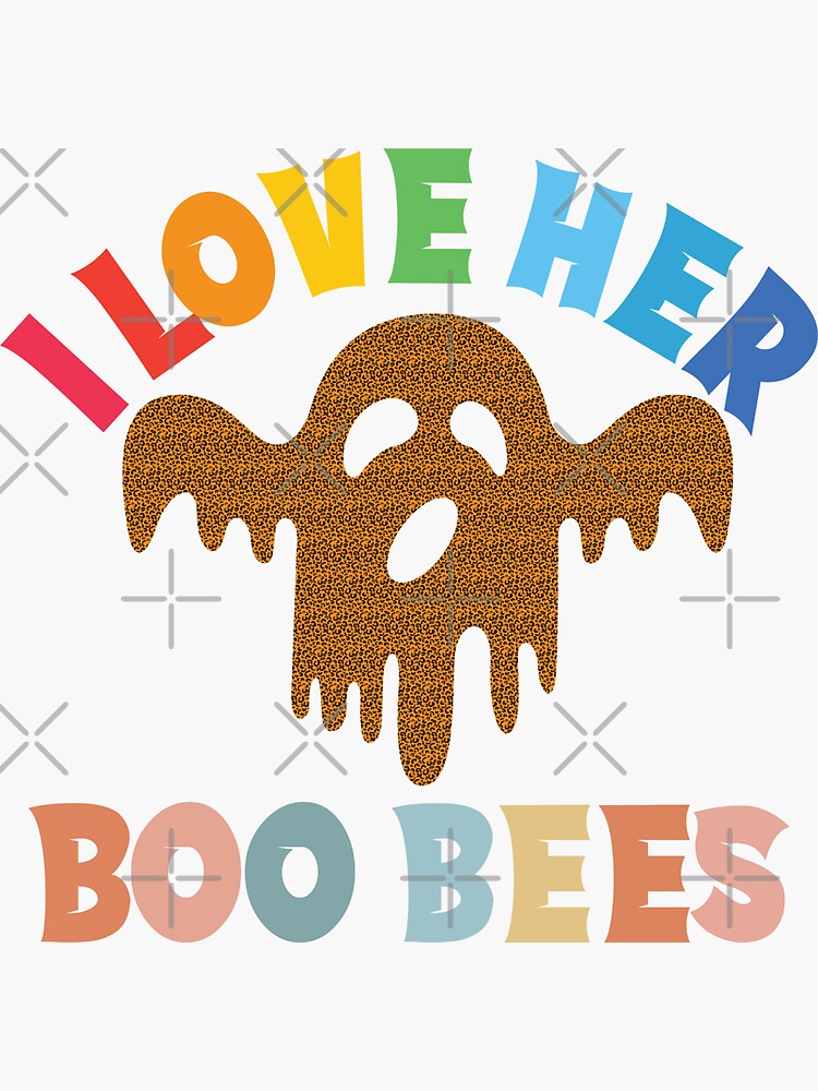 "I Love Her Boo Bees Couples Funny Halloween Ghost Boo Costume" Sticker ...