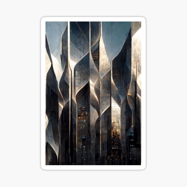 "METALLIC RIPPLE SKYSCRAPER" Sticker for Sale by LuxArteStudio | Redbubble