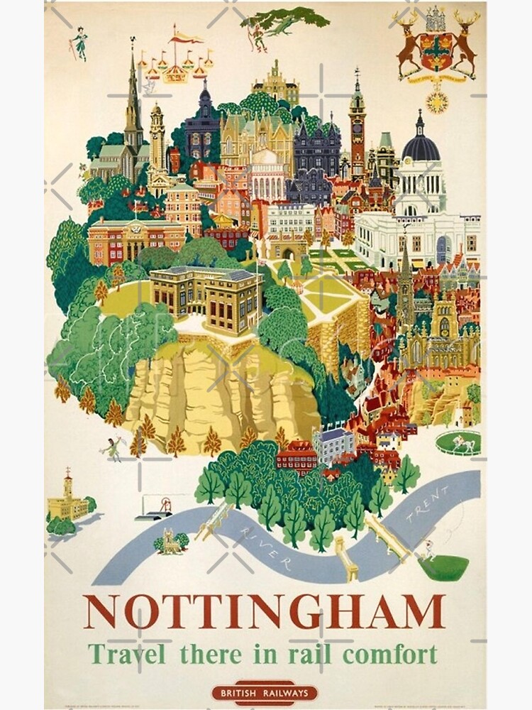 "Nottingham Vintage Travel Poster | Tourism Art Poster | Old Visit ...