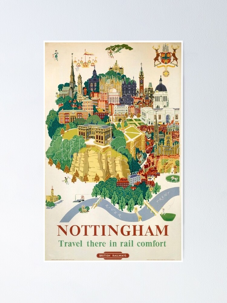 "Nottingham Vintage Travel Poster | Tourism Art Poster | Old Visit ...