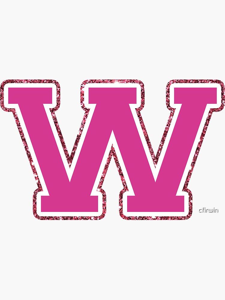 "W Pink Varsity Initial Patch" Sticker for Sale by cfirwin | Redbubble