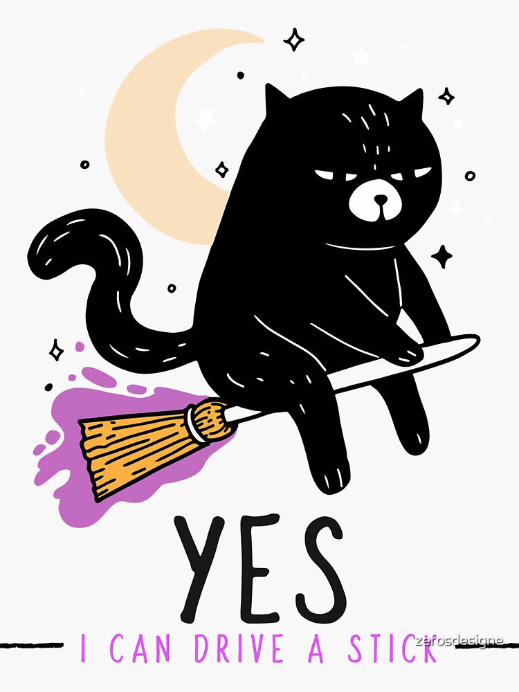 " Grumpy Cat Witch" Sticker for Sale by zerosdesigne | Redbubble