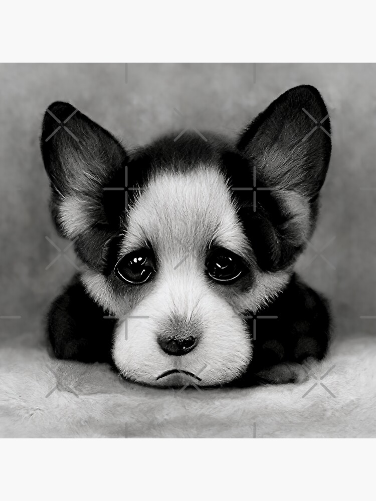 "Sad Cute Corgi Puppy Dog Portrait" Sticker for Sale by SadPuppyStore ...
