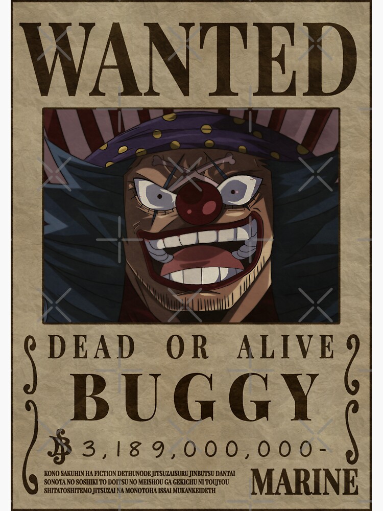 Pegatina «Buggy Wanted The Clown One Piece Buggy Bounty Poster» de ...
